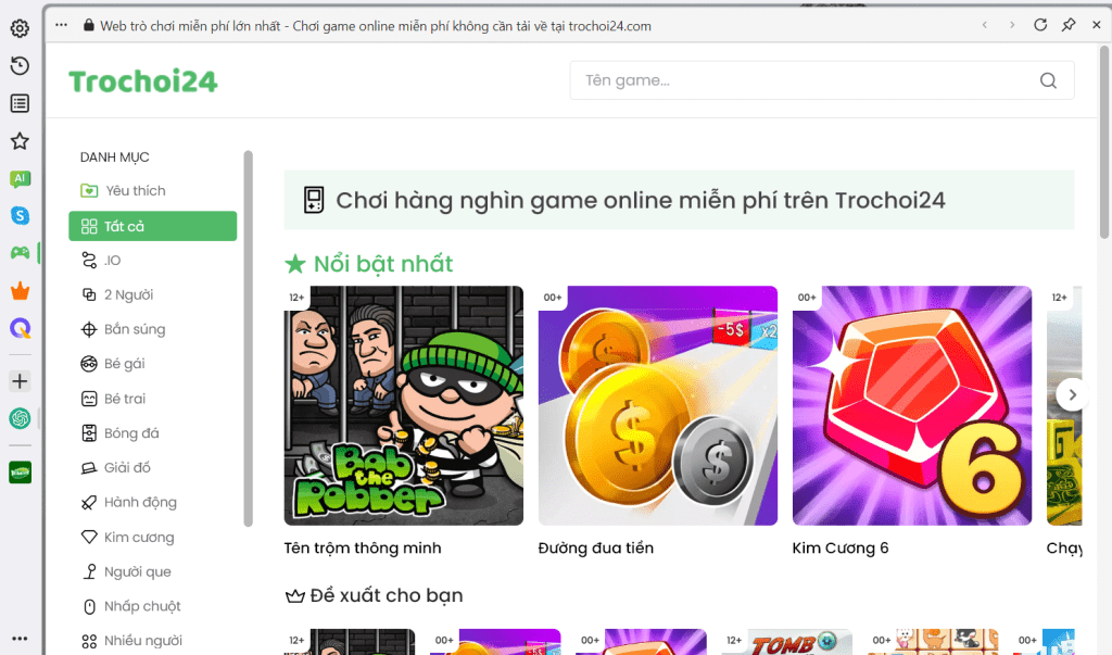 Khám phá kho game miễn phí cực đỉnh trên Cốc Cốc 2024